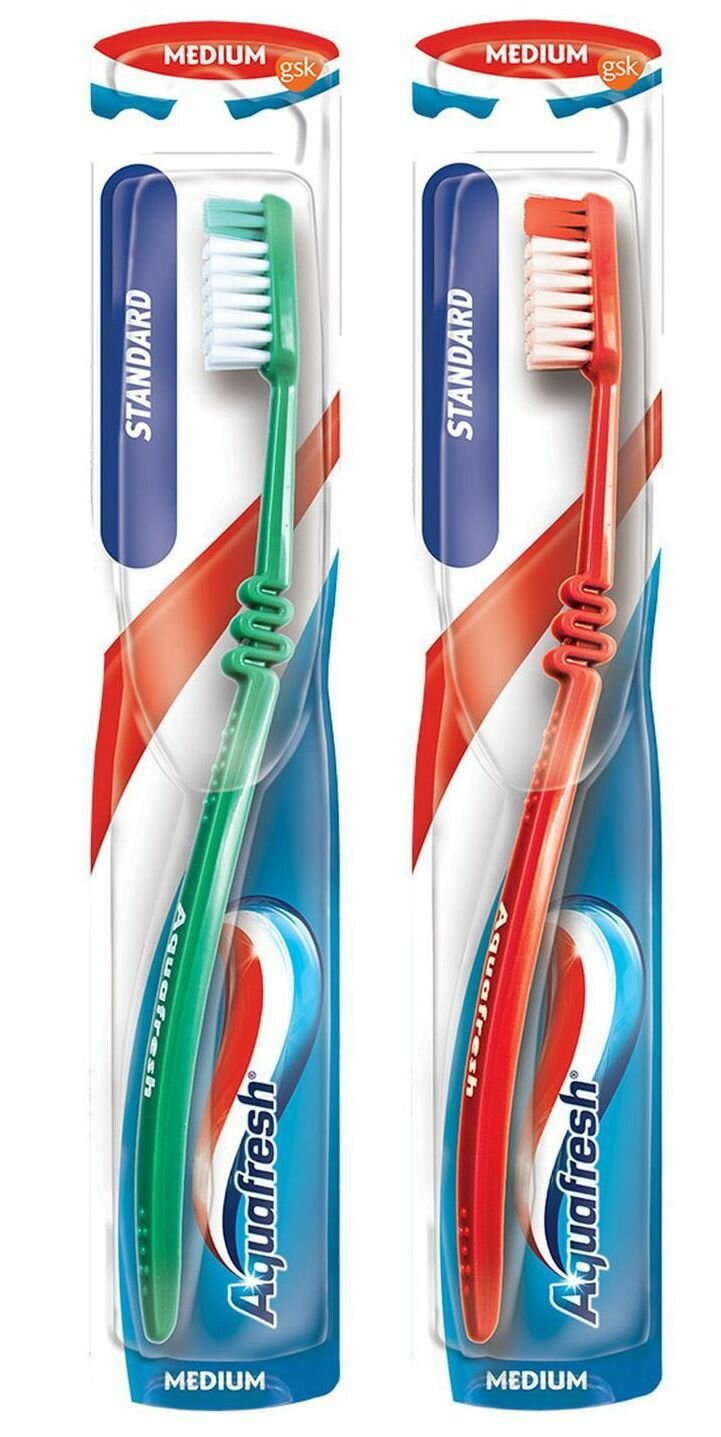 Aquafresh Зубная щетка Family Standart Medium, 2 шт