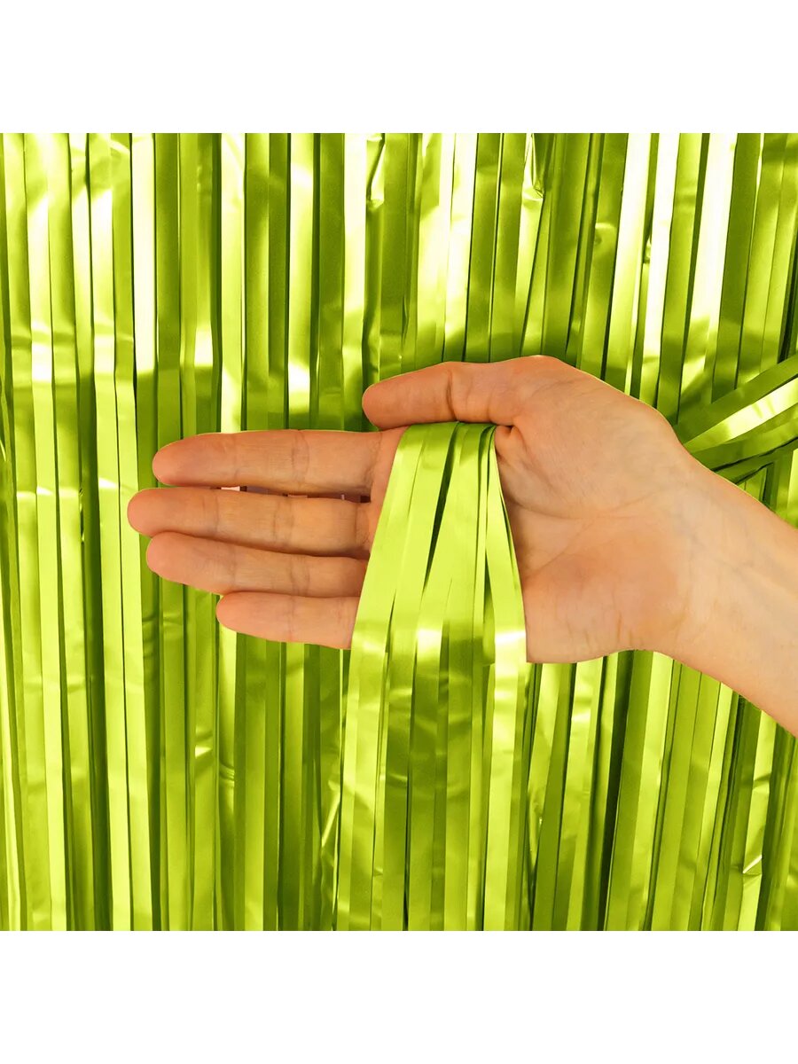 Занавес Дождик Зеленый, Матовый металл, 100*200 см, 1 шт.