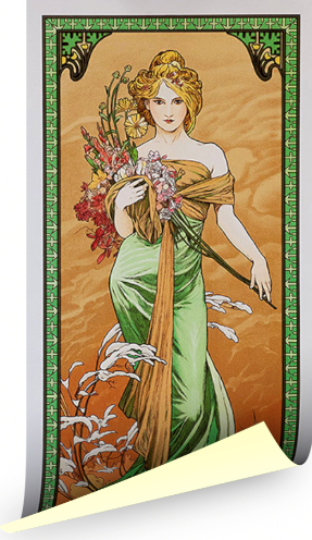 "Весна", Муха Альфонс, картина для интерьера (репродукция) (40х89 см / без подрамника)