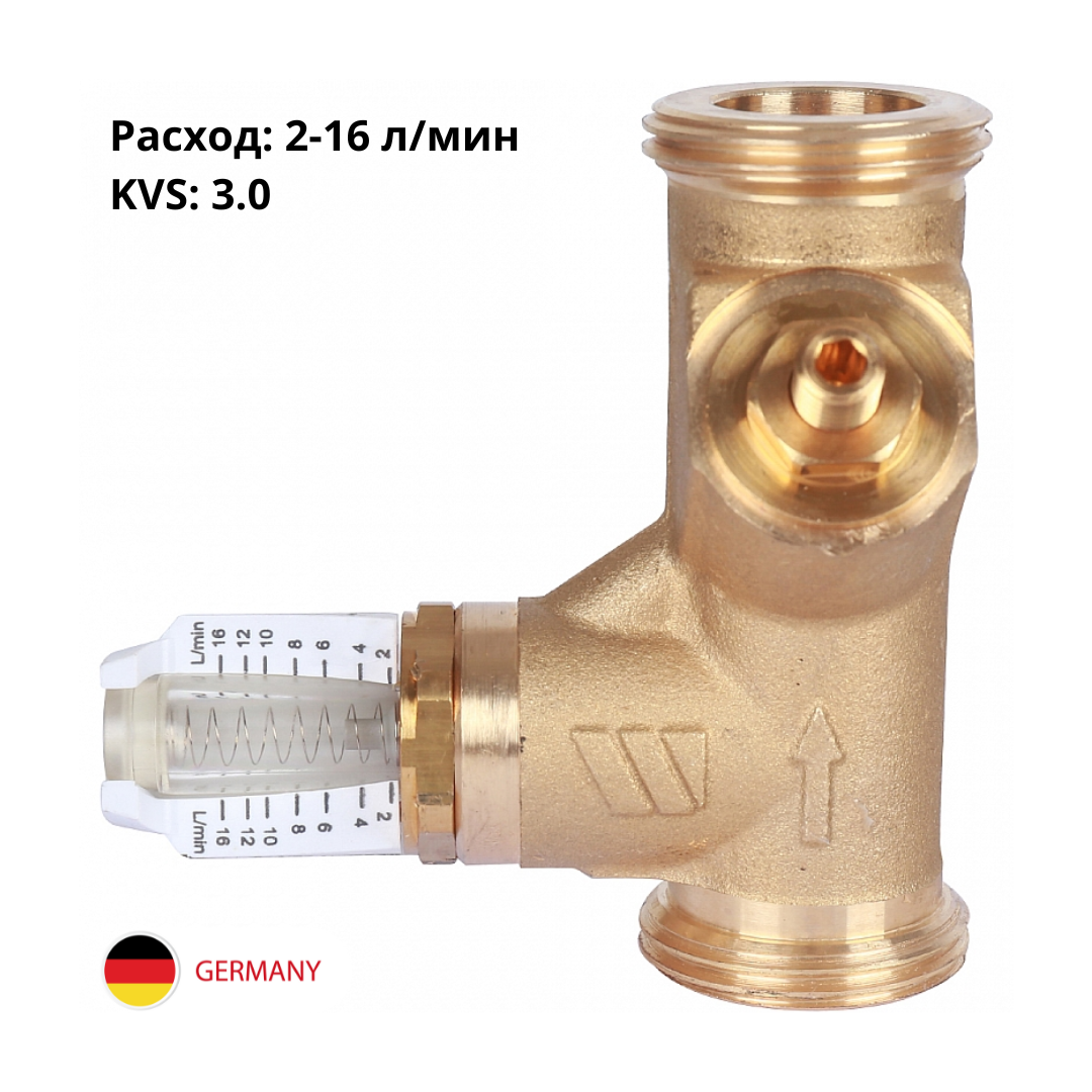 Вентиль WATTS балансировочный 1" НР WattFlow с расходомером SRV-AG. 2-16 л/мин