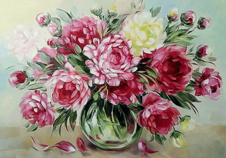Алмазная картина 40х50 "Пионы" с подрамником