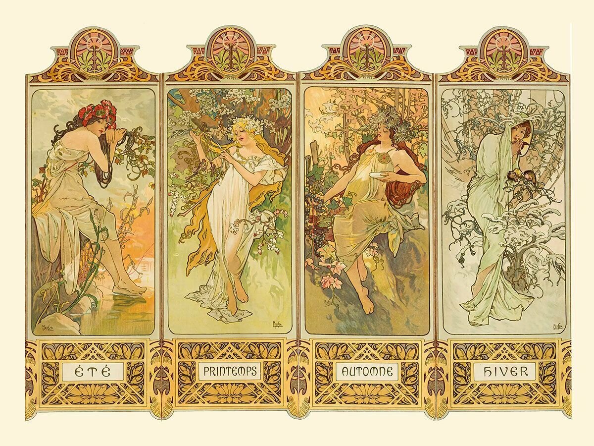 Постер А3. Альфонс Муха. Серия "Времена года 1886г".