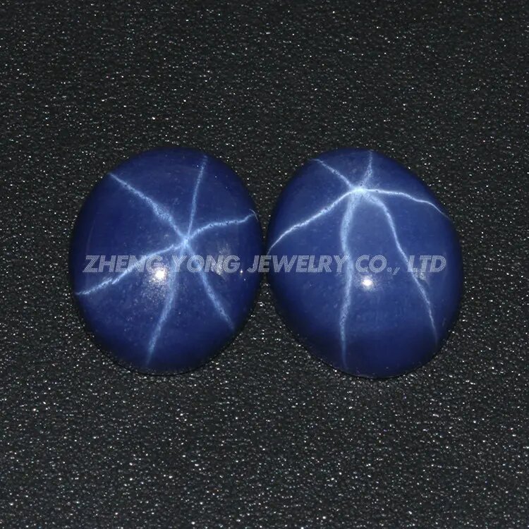 Синтетические звездные сапфиры WANGYONGZY темно-синие овальные кабошоны 8x10mm-3 pieces