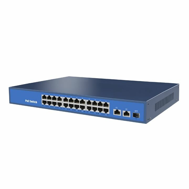 Коммутатор 24 порта PoE + 2 порта 1000 мбит/с SECTEC ST-PLC24-POE 350W