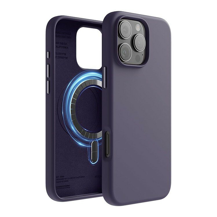 Elago силиконовый чехол для iPhone 16 Pro Max, Soft silicone (Liquid) Deep Purple (MagSafe)