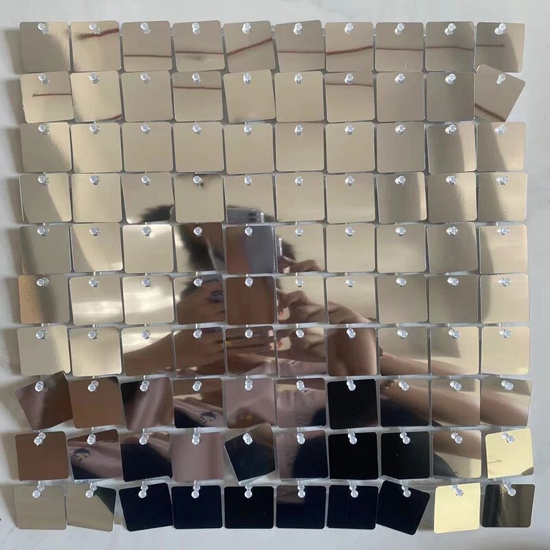 CANYAN Золотые квадратные блестящие панели для фотозон 24 Pcs, Silvery