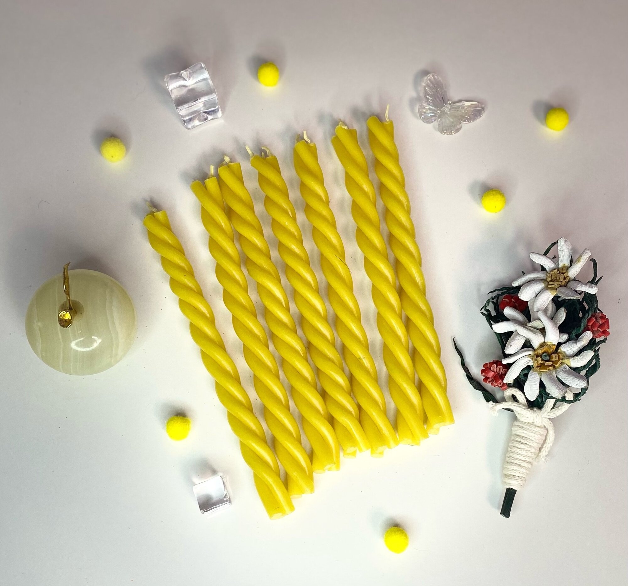 Магические свечи скрутки из жёлтых свечей. Набор "Удача". Для практик и медитаций