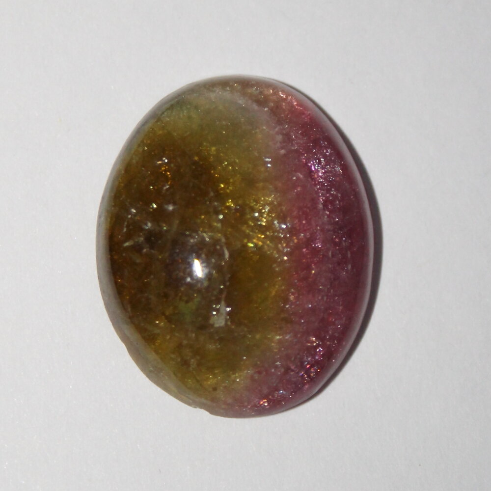Полихромный турмалин кабошон, 23х12х3 мм, Малханское месторождение, «True Stones»