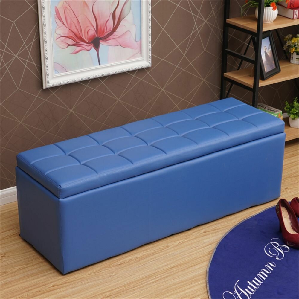 Мягкая скамья с системой хранения, легко чистящаяся кожаная поверхность, 80х40х40 см