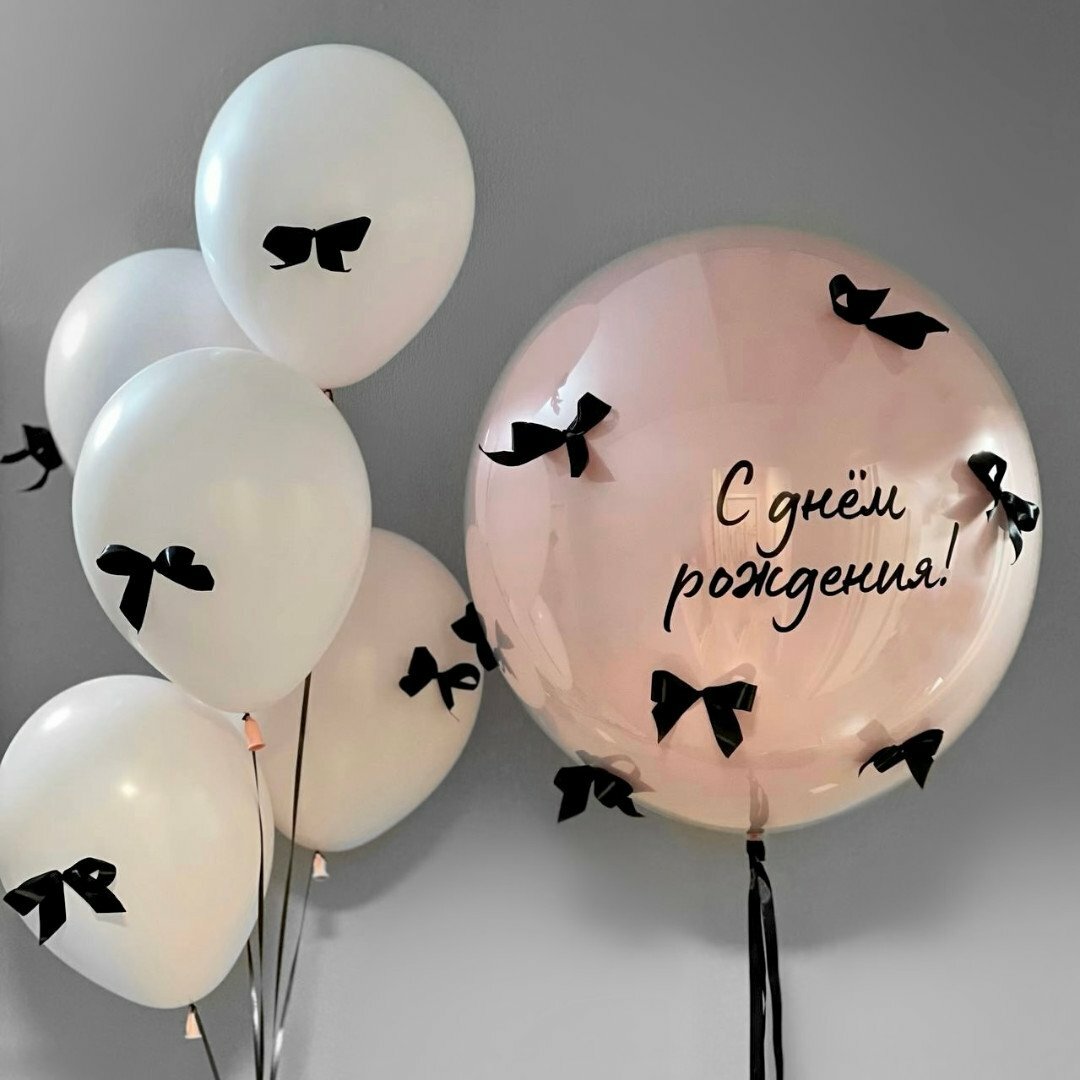 Композиция из шаров с гелием «Бантики и нежность»