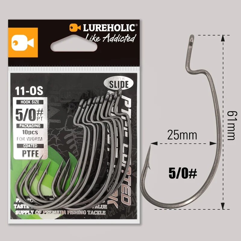 LUREHOLIC 11-OS офсетные крючки 5/0, PTFE, 10 шт