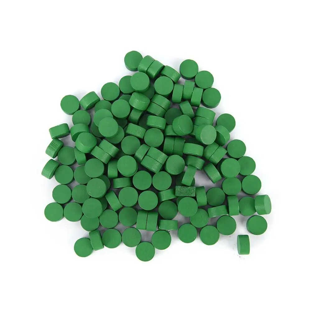 Деревянные игровые фишки 100 шт. 8 цветов Зеленый, Green