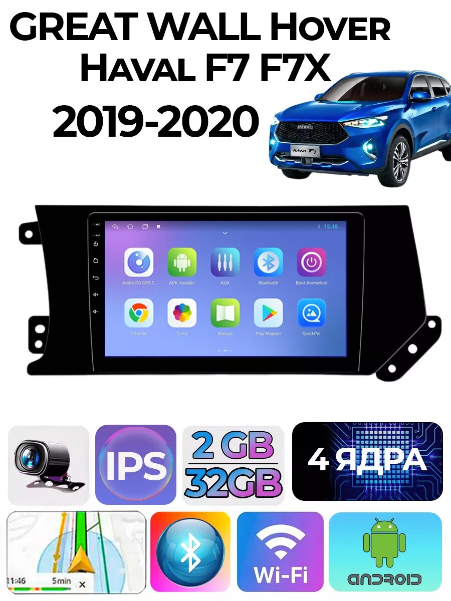 Магнитола для Грейт Волл Ховер Хавал Ф7 Ф7Х 2019-2020 2+32