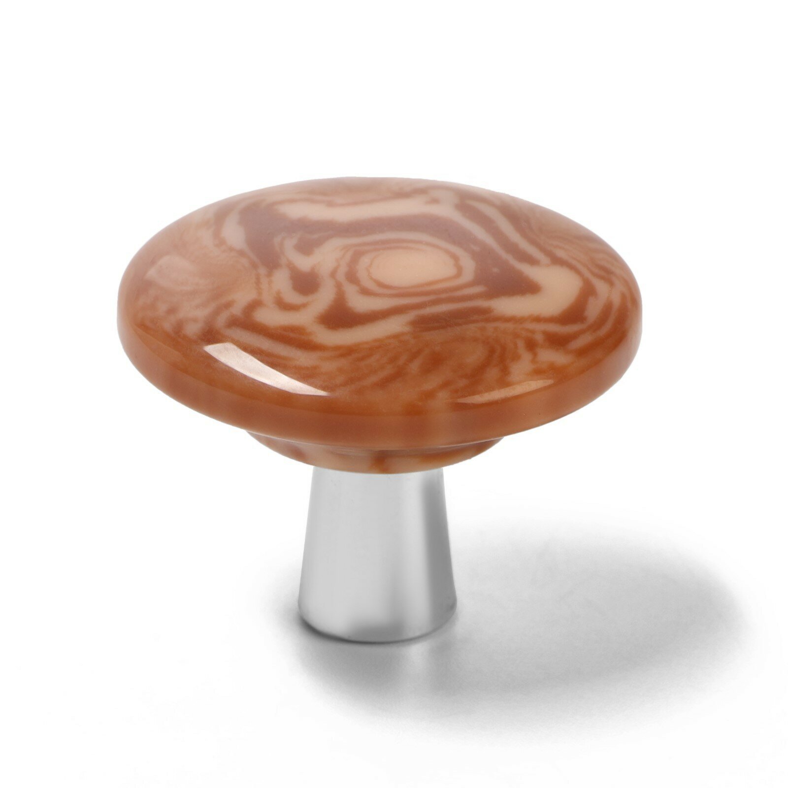 Ручка-кнопка CAPPIO PK106, d=32 мм, пластик, цвет хром/дерево, 8 шт, 10788266