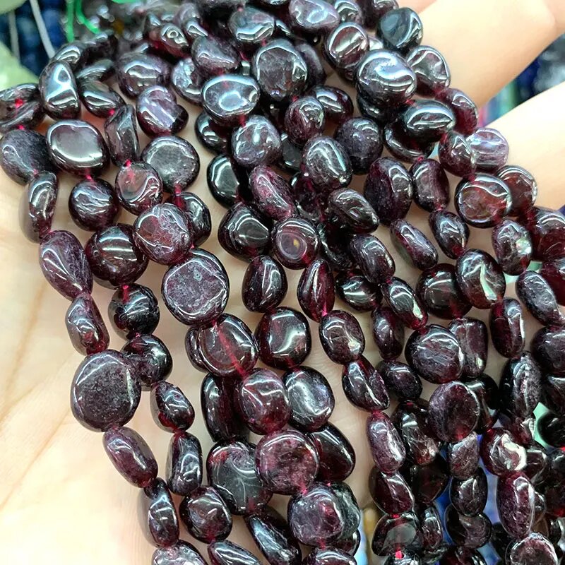 Натуральные бусины LUOMAN XIARI 8-12 мм агат, гранат, амазонит, нефрит, аметист Бордовый, garnet