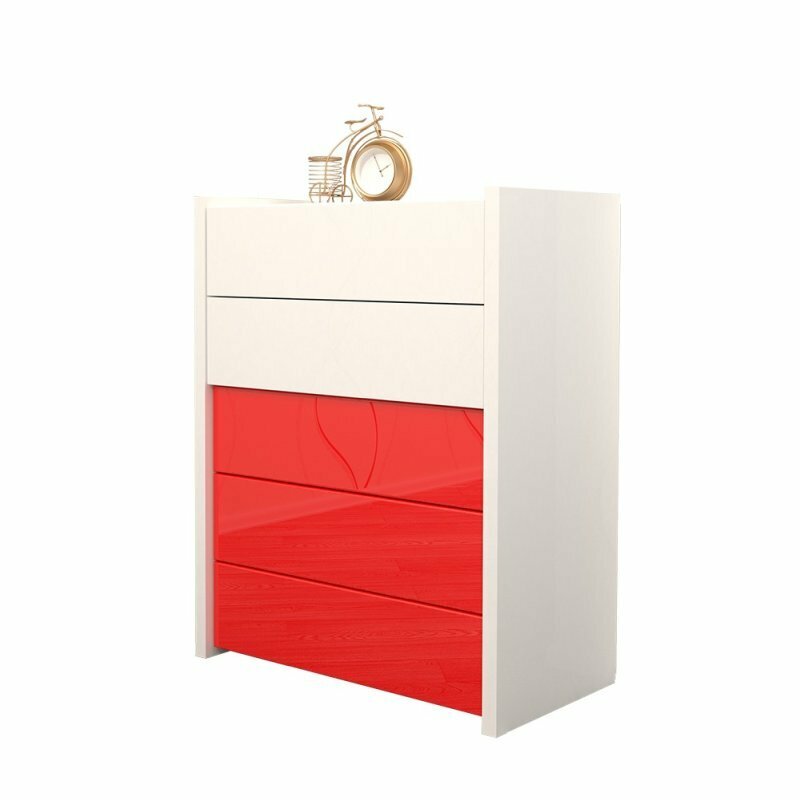 Комод DoorDoor-65 белый / красный глянец 80х100х42 см, цвет на заказ