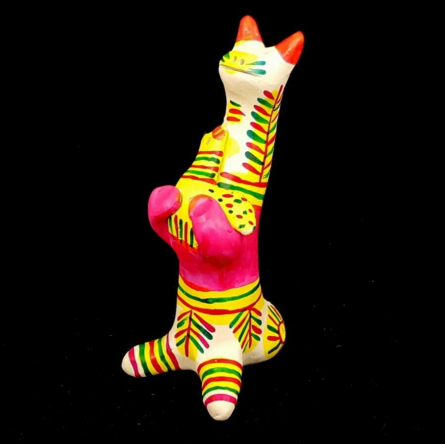 Кот с петушком, Свистулька 10-13 см, Филимоновская глиняная игрушка, ручная авторская работа