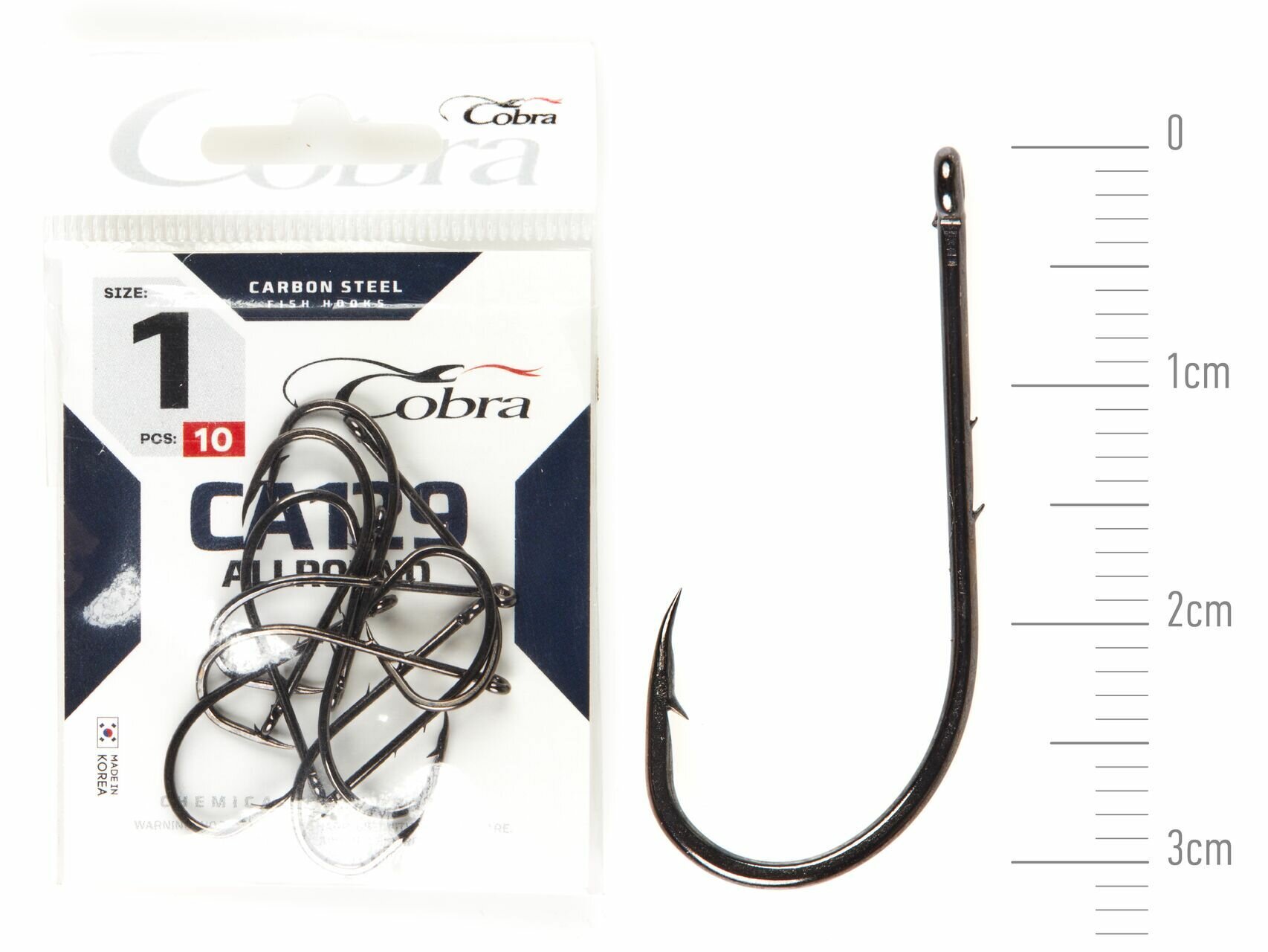 Крючки рыболовные Cobra Allround BAITHOLDER CA129, размер 1, 10 шт в упаковке / Крючки для рыбалки Кобра Оллраунд байтхолдер