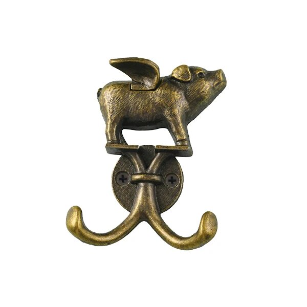 Декоративные крючки "Свинья с крыльями", бронзовые, 1PC