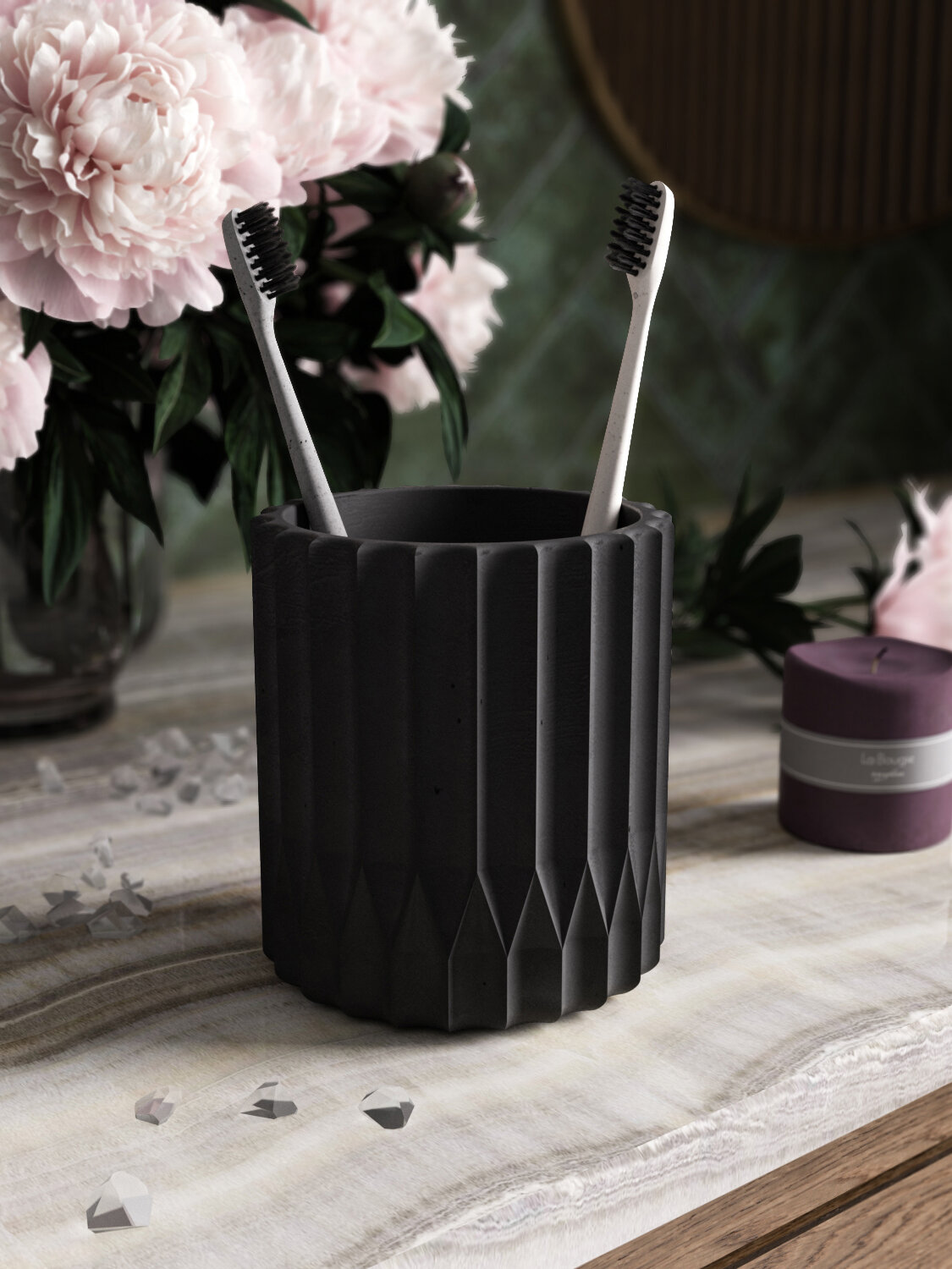 Органайзер для ванной комнаты, стакан для зубных щеток в дом, держатель кисточек и расчесок San Marino черный матовый.