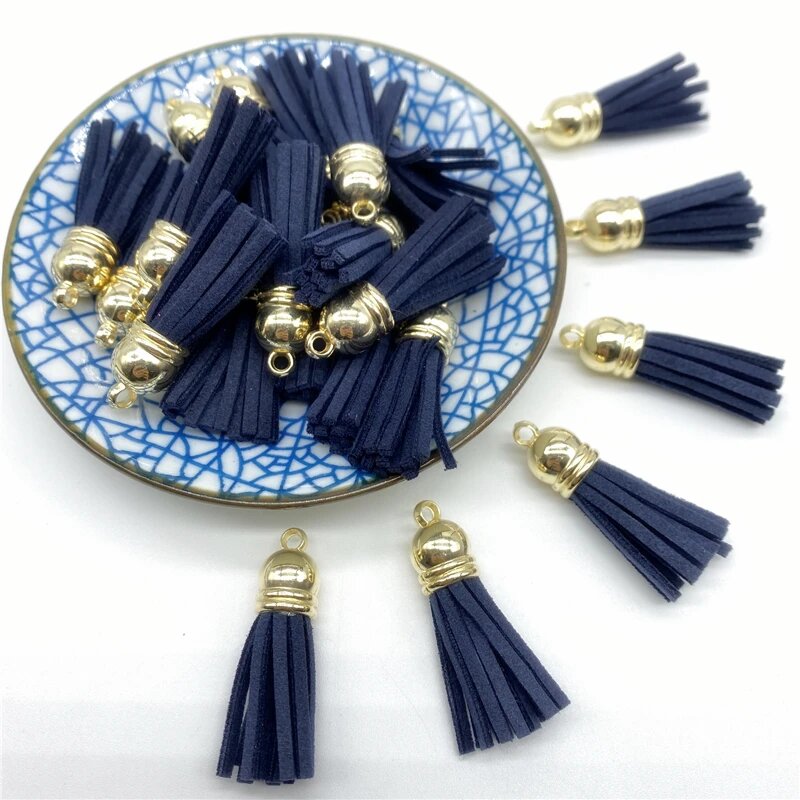 Искусственные кожаные кисточки для декора, 8 шт. Темно-синий, 18