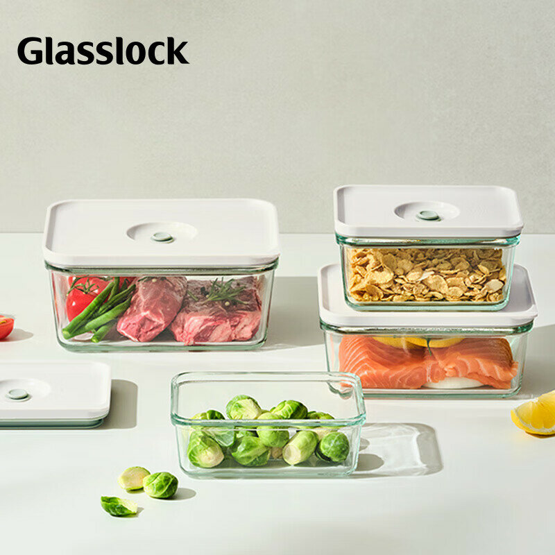 GLASSLOCK Вакуумный контейнер для хранения еды 2300 мл из закаленного стекла с электрическим насосом Цвет：Прозрачный