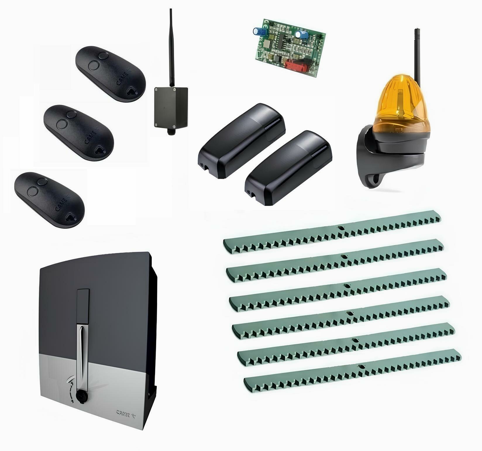 Автоматика для откатных ворот BXL04AGS FULL6-K-BT-Т3, комплект: привод, радиоприемник, 3 пульта, фотоэлементы, лампа, 6 реек, Bluetooth-модуль