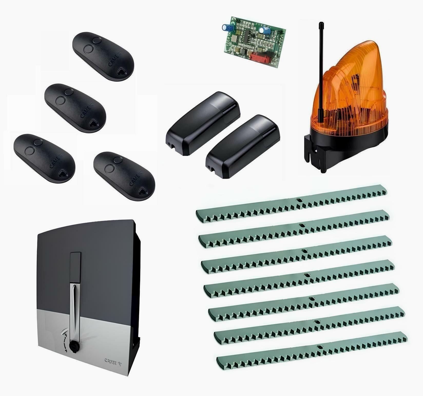 Автоматика для откатных ворот BXL04AGS FULL7-K2-T4, комплект: привод, радиоприемник, 4 пульта, фотоэлементы, лампа, 7 реек