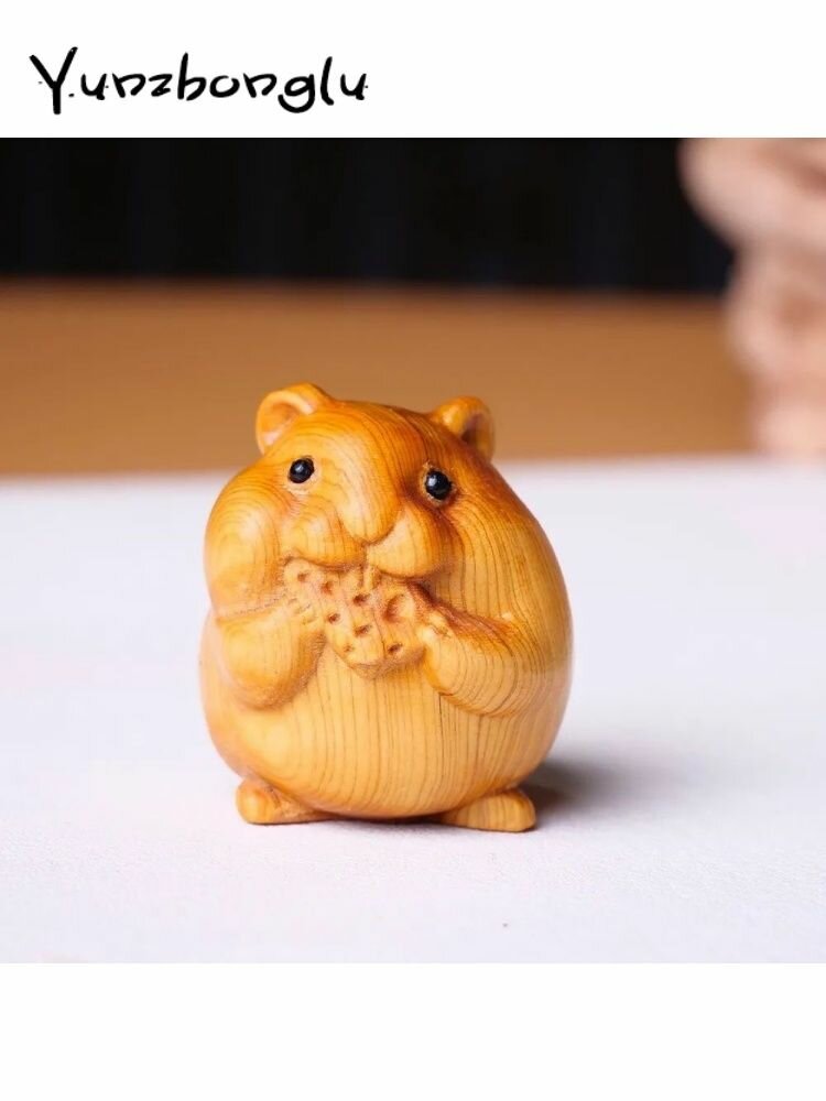 Yunzhonglu Статуэтка хомяка, Натуральная древесина, Туя восточная, Резьба по дереву