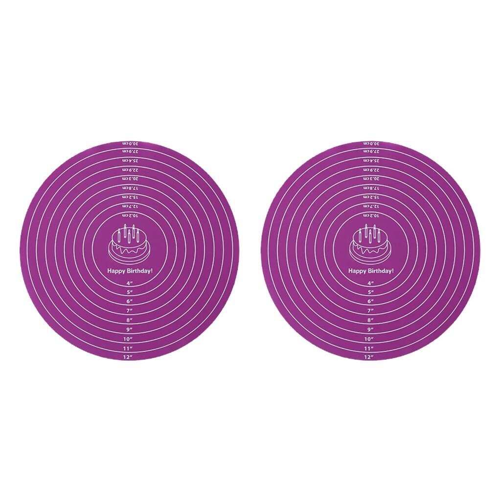 2 силиконовых вертушки, нескользящие коврики, коврики для тортов, силиконовые коврики для выпечки, круглые коврики для теста, коврики для замешивания-фиолетовый