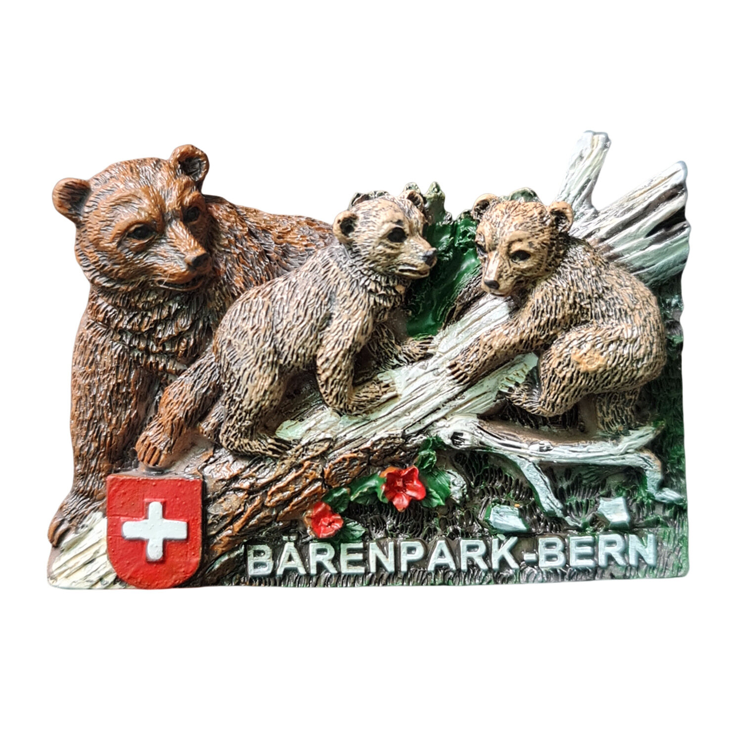 3D-магнит на холодильник из смолы «Парк медведей в Берне, Швейцария», декоративный сувенир из смолы с изображением семьи медведей и швейцарской достопримечательности, 6,6 x 4,6 см