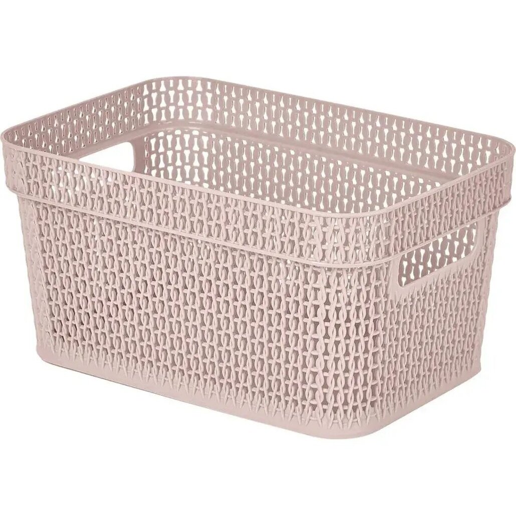 Корзина для хранения Keeplex Ajur, пластик, 5л, 27х14см, бежевый топаз, ручки для удобства