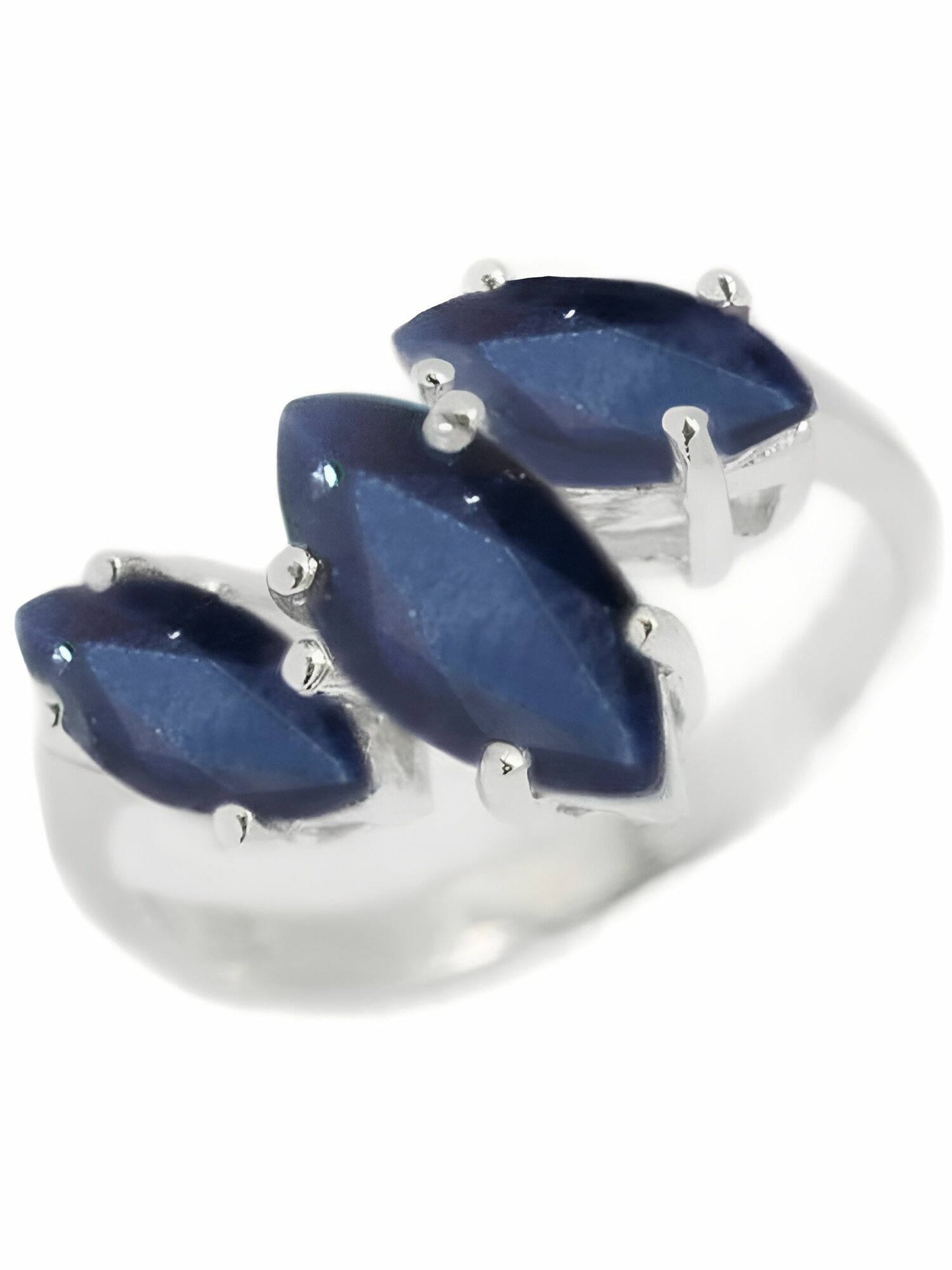 Кольцо тонкое, серебро, 925 проба, родирование, сапфир, фианит