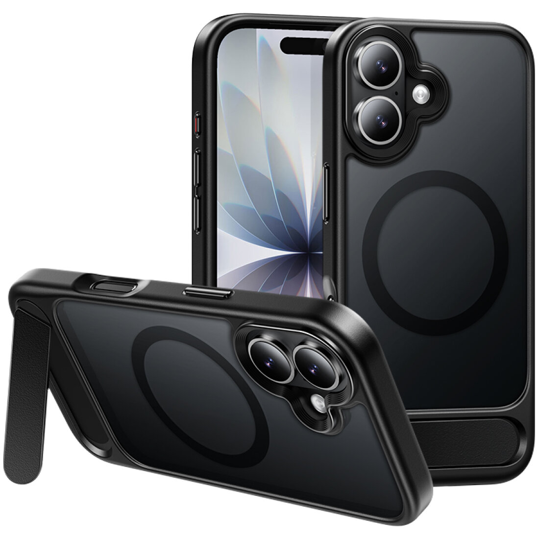 Чехол для iPhone 17, TPU+PC 1.7 мм, Магнитный (MagSafe), с подставкой, AS12, HOCO, прозрачный