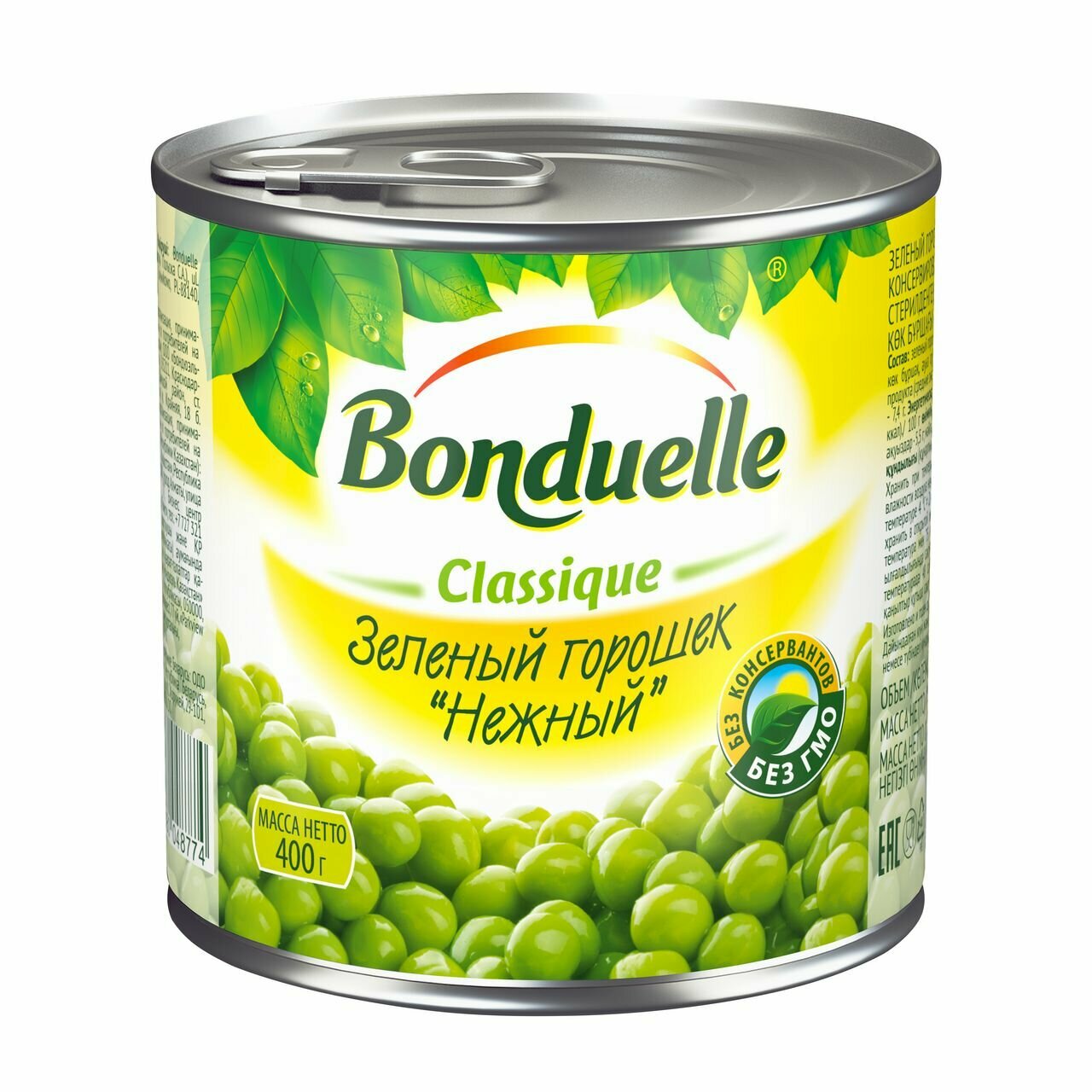Горошек Bonduelle зеленый нежный консервированный 400 г x 3 упаковки