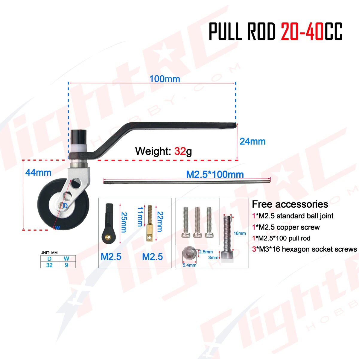 Комплект шасси из углеродного волокна FlightRC Hobby 20CC/40CC/50CC/63CC/80CC/100CC для газового двигателя Белый, Pull Rod 20-40CC