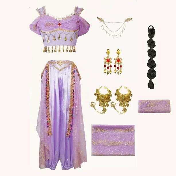 Детский костюм принцессы Жасмин BEADING CHARM Сиреневый, L, Purple (8pcs set)