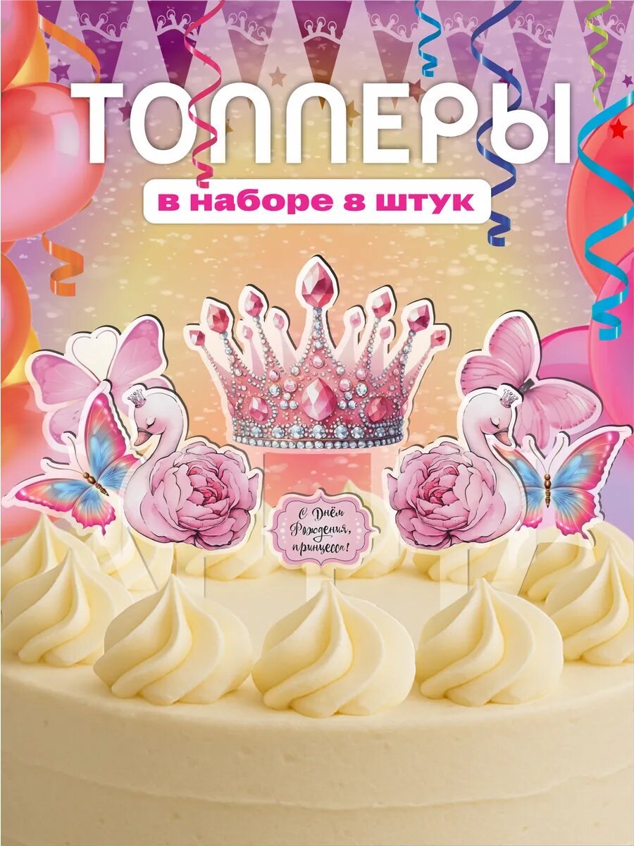 Топпер с днем рождения девочке дочке милое Эстетика