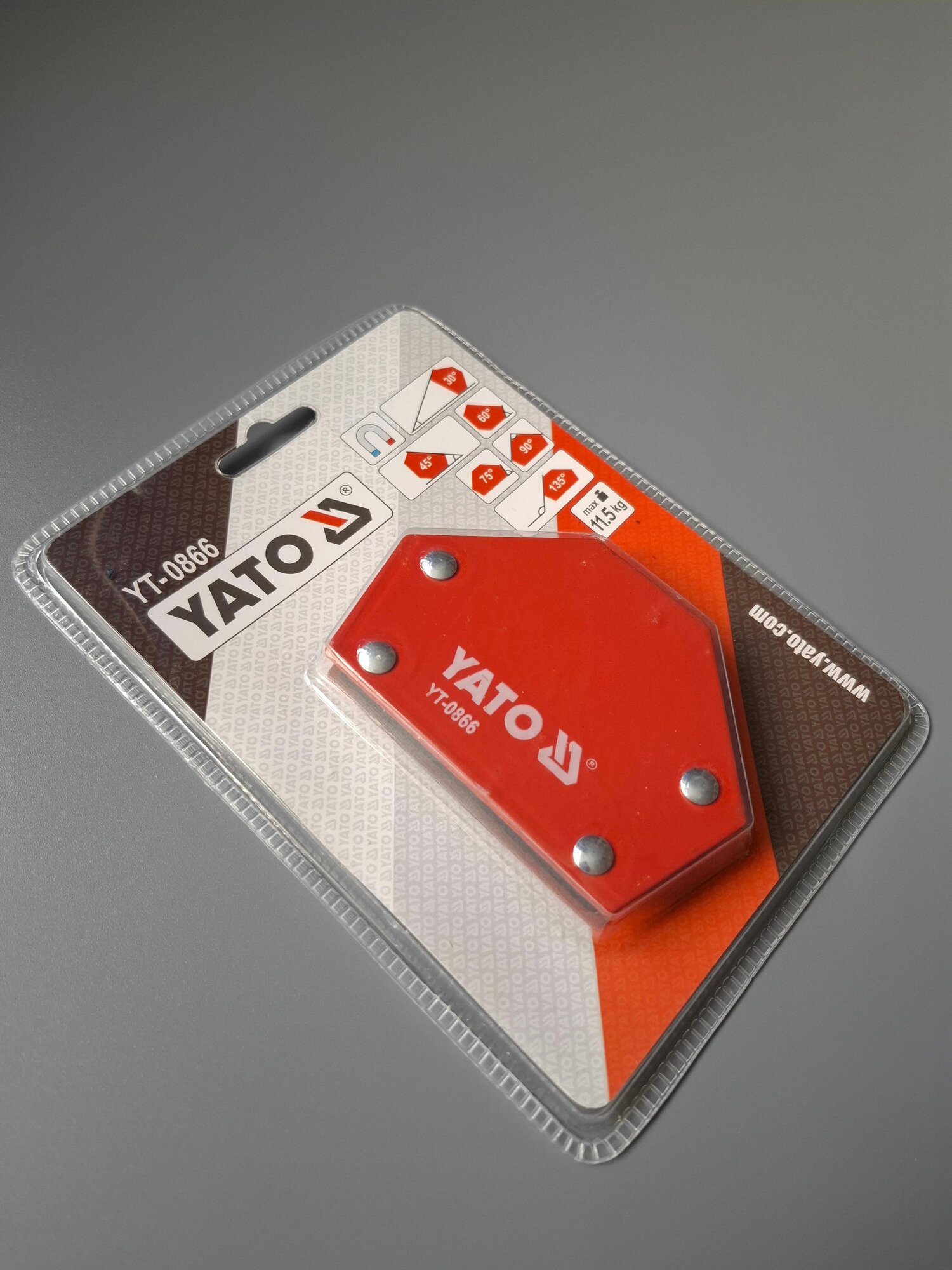 Струбцина магнитная для сварки, до 11,5 кг, 64х95х14 мм, YATO YT-0866-1