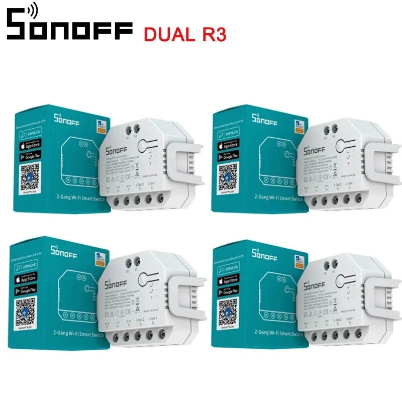 SONOFF Dual R3 Wi-Fi Двойной релейный модуль DUALR3 (4PCS))