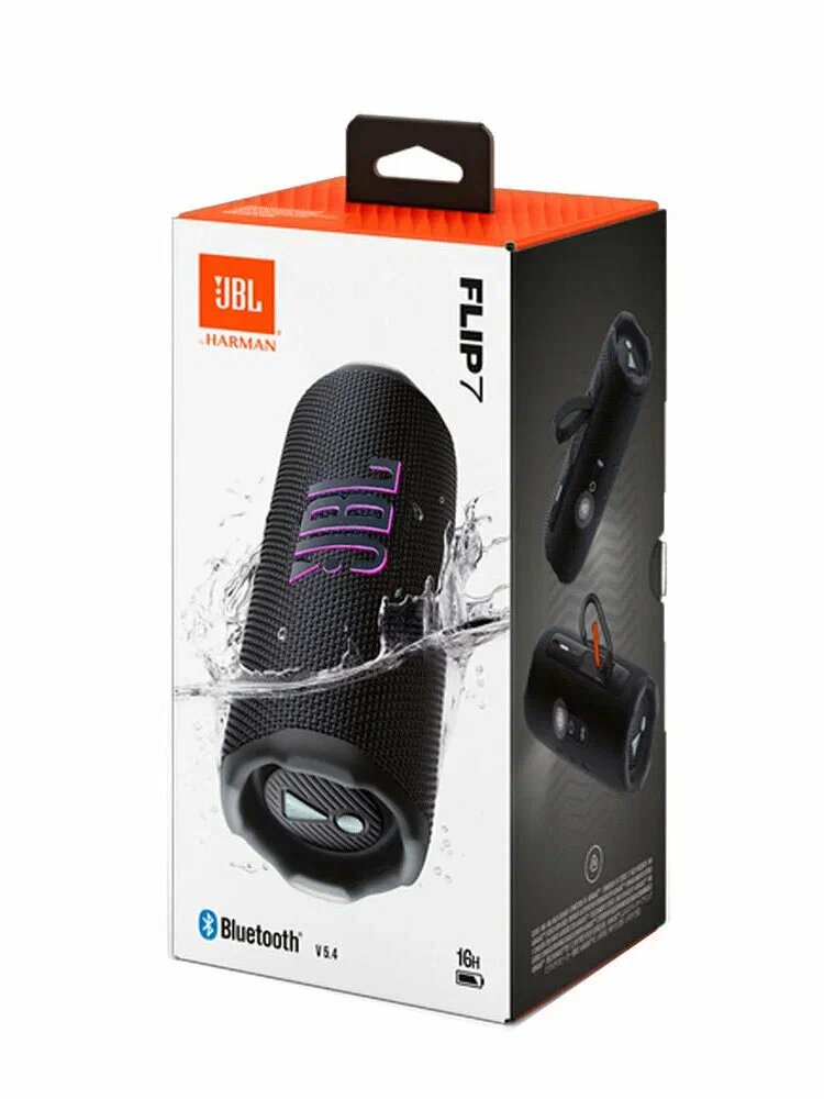 Портативная акустика JBL Flip 7, 35 Вт, black orange, Waterproof, 2-Way Speaker System