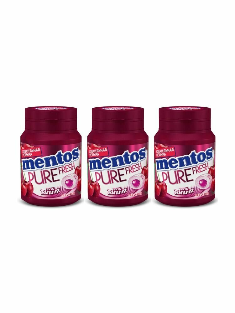 Mentos Жевательная резинка вишня, 54 г, 3 шт