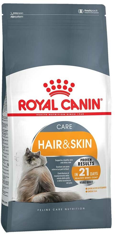 Сухой корм royal canin для кошек с чувствительной кожей feline care nutrition hair & skin 33 400г