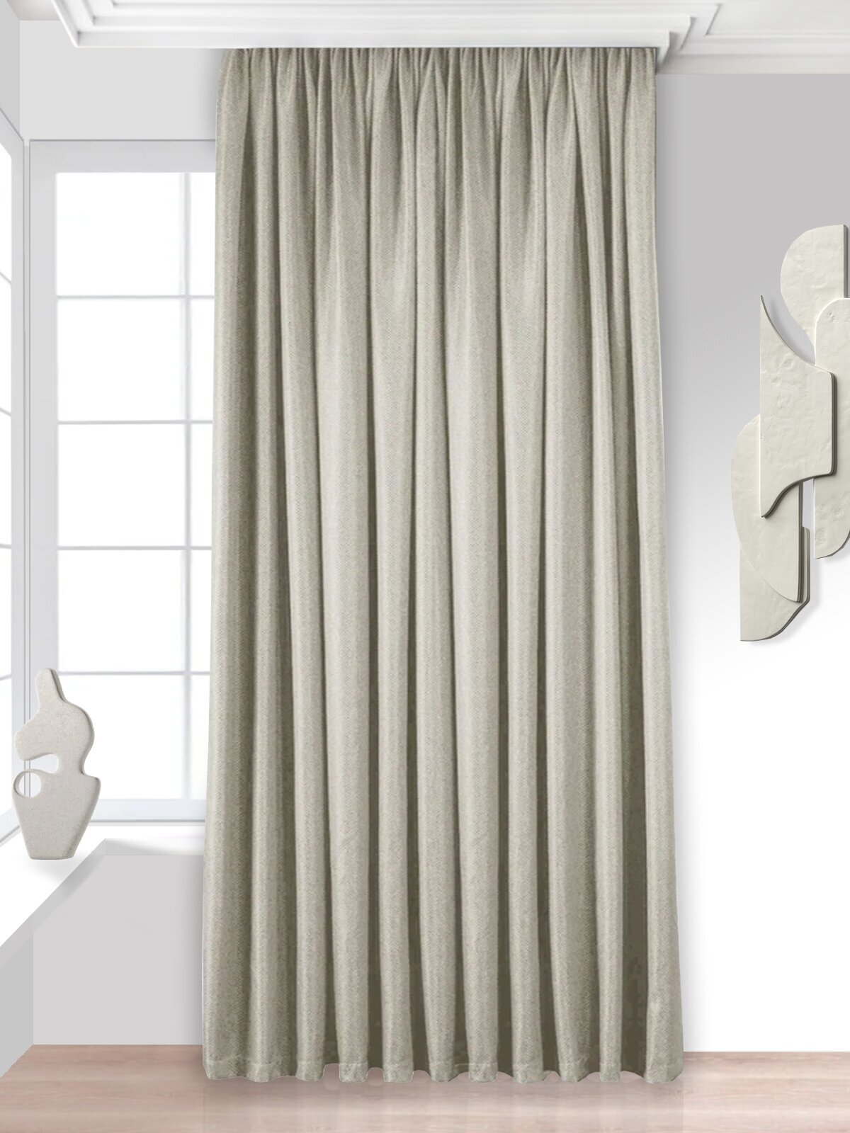 Штора портьерная T&I " Рогожка Димаут молочный " , 180 х 270 см.