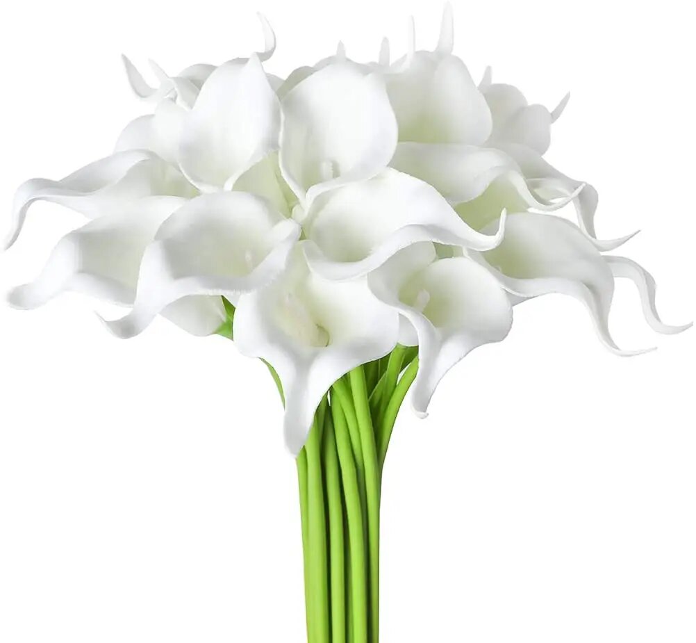 Искусственные белые латексные цветы Calla Lily, 20 шт. Белый, white