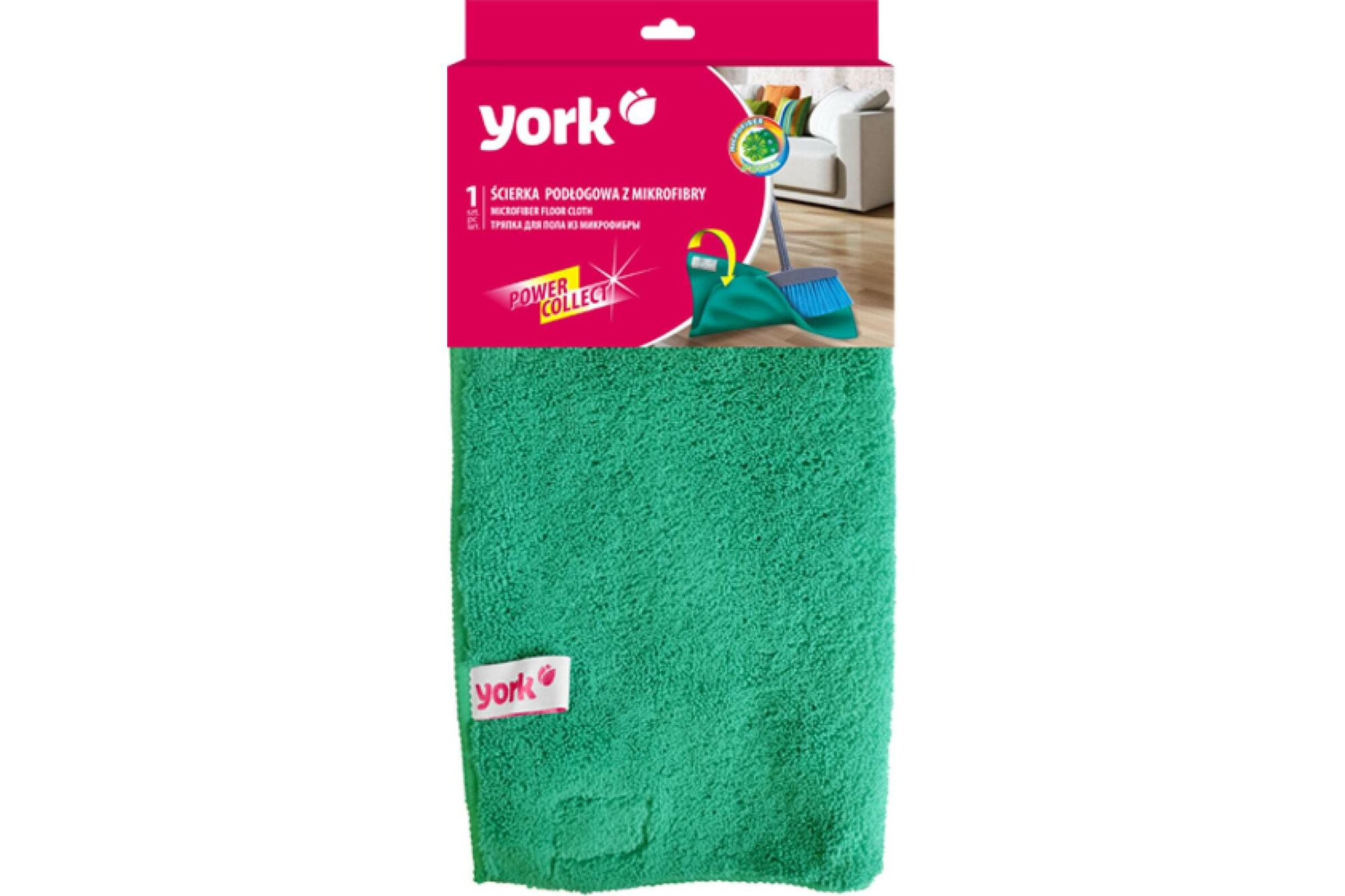 York Салфетка из микрофибры Для пола двухсторонняя с застежкой 50x60 см/