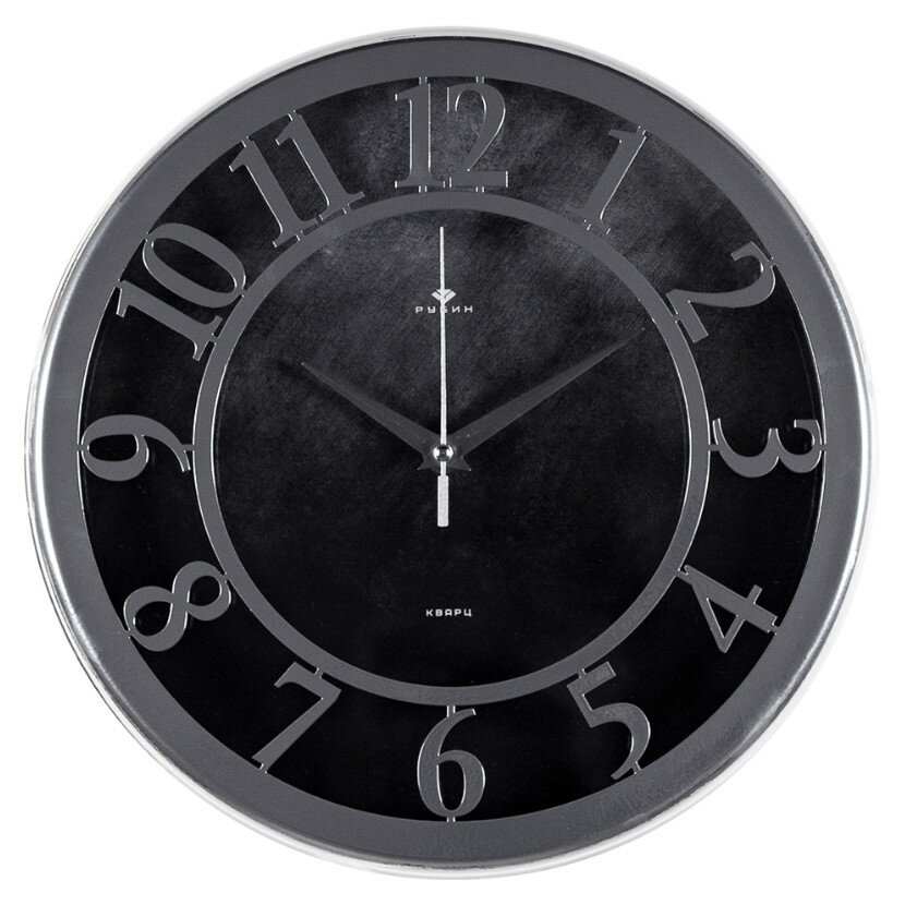 Часы настенные 3132-004 хром+черный «Миллениум»