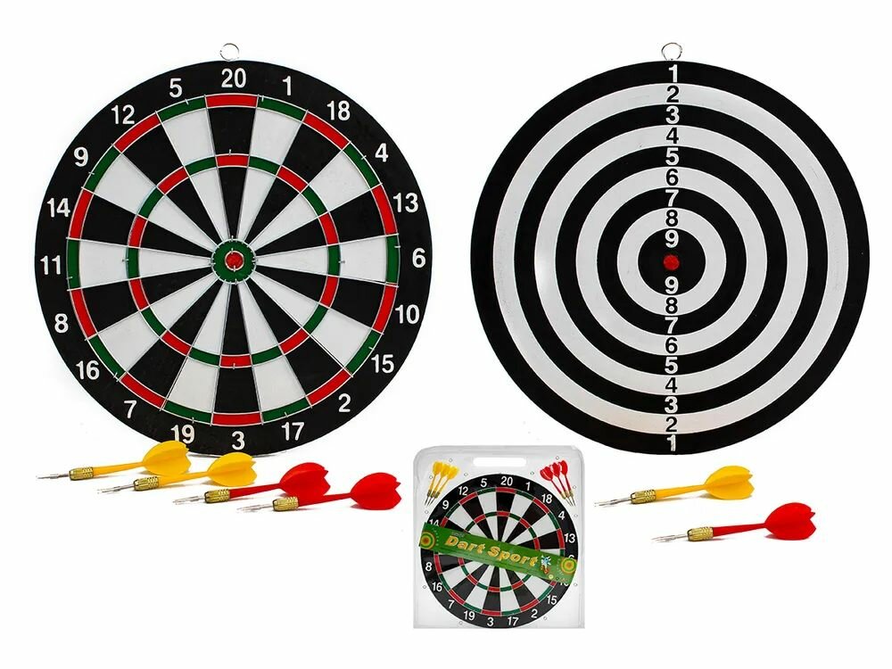 Детский Дартс двусторонний/ Прочный дартс классический 40 см в диаметре + 6 дротиков