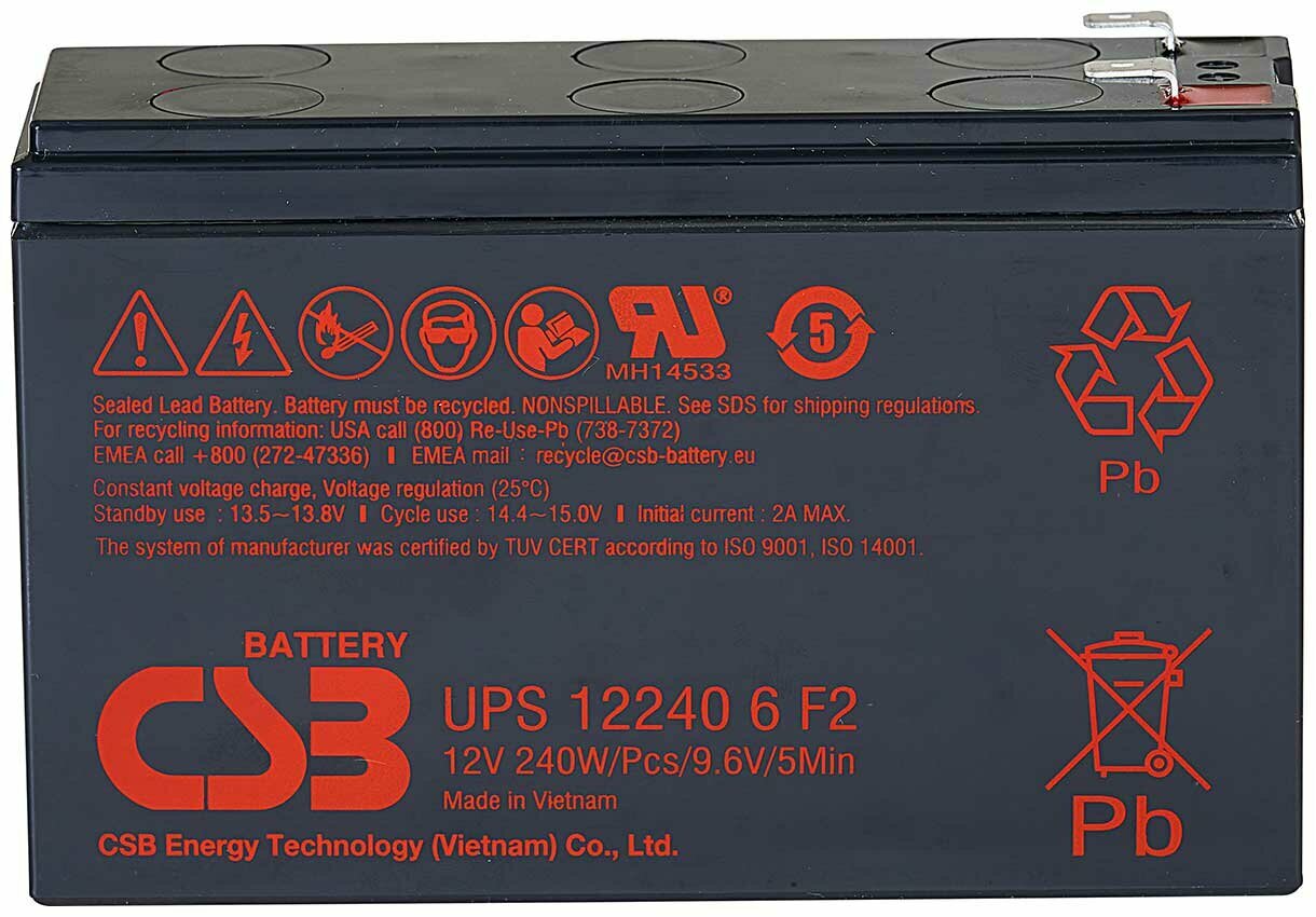Аккумуляторная батарея для ИБП CSB UPS122406 F2 (12В, 5Ач)