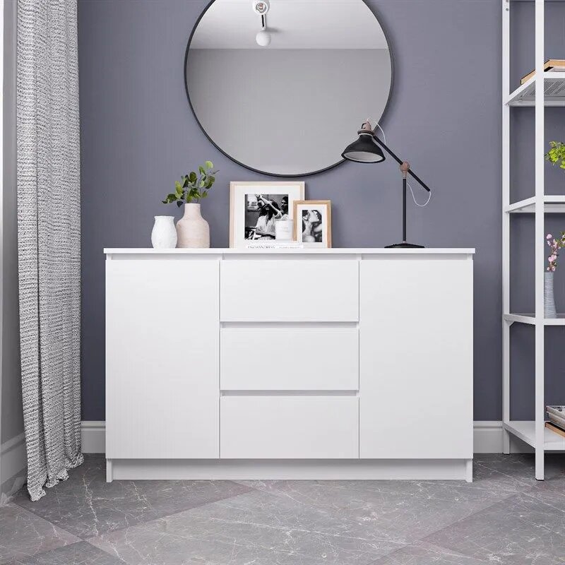 Комод Челси 1200 (2 двери 3 ящика) (Белый глянец холодный, белый)